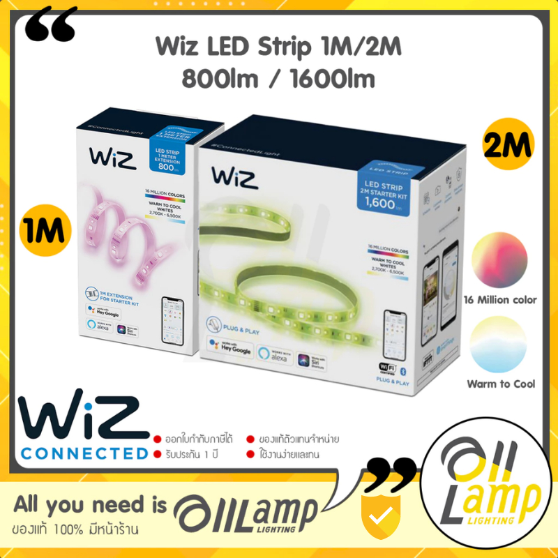 Philips Wiz LED Strip 1M 800lm - 2M 1600lm เซ็ทไฟเส้นเปลี่ยนสี หลอดไฟเปลี่ยนสี แสง ดิม หรี่ ปรับ ...