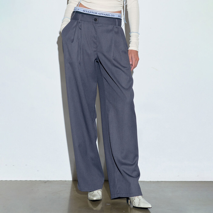 Sculptor Peekaboo Lowrise Pin Tuck / Pintuck Pants Gray / Black ...