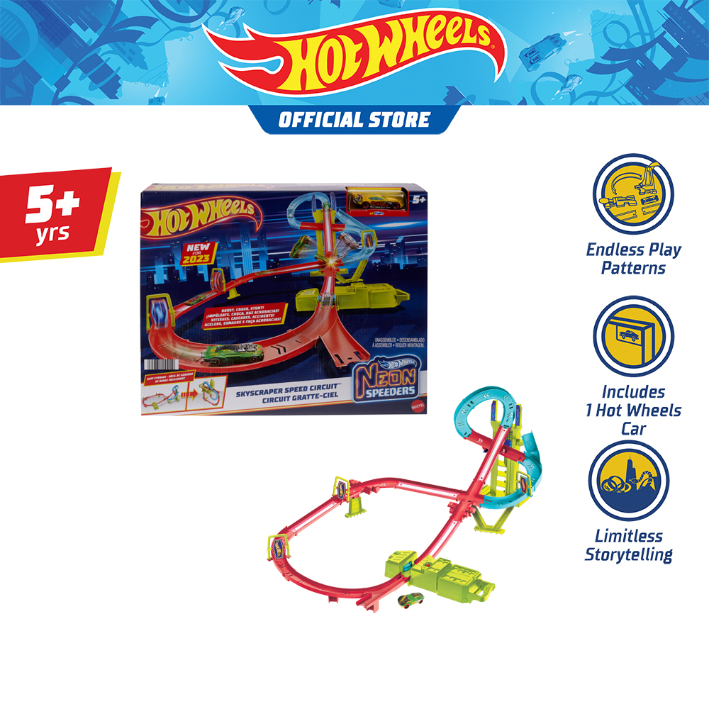 HOT WHEELS NEON SPEEDERS Skyscraper Speed Circuit Track Set ชุดรางฮอ ...