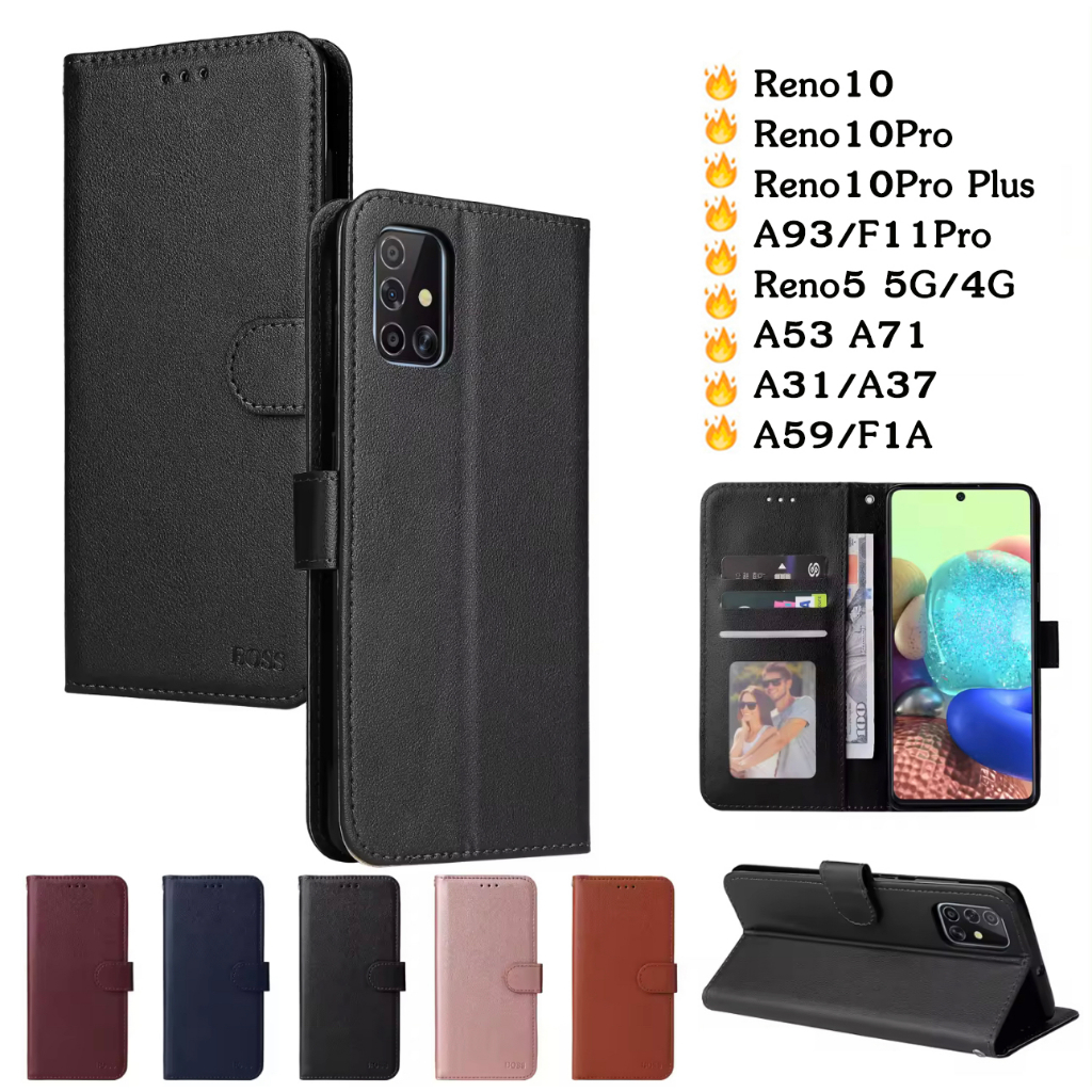 เคสฝาพับ แบบแม่เหล็กเปิดปิด มีล็อค สำหรับ OPPO Reno 10 Pro Plus A53 A71 ...