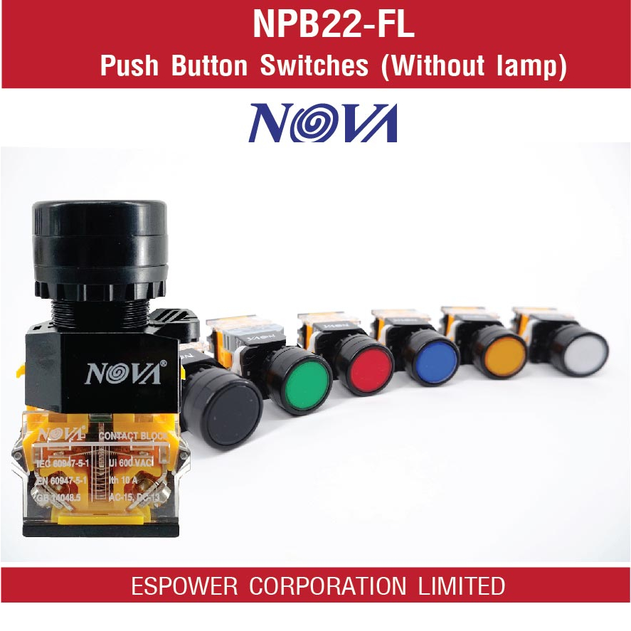 NPB22 NOVA Push Button Switches (Without lamp) สวิตช์ปุ่มกด ขนาด 22 mm ...