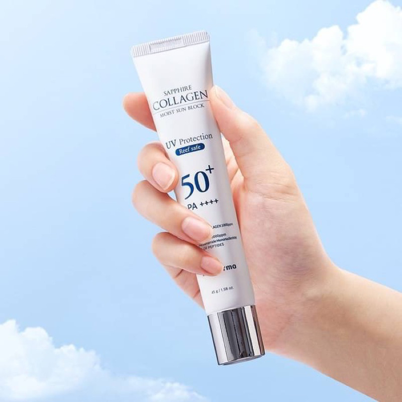 [ครีมกันแดด] WellDerma Sapphire Collagen Moist Sun Block PA++++ (45g ...