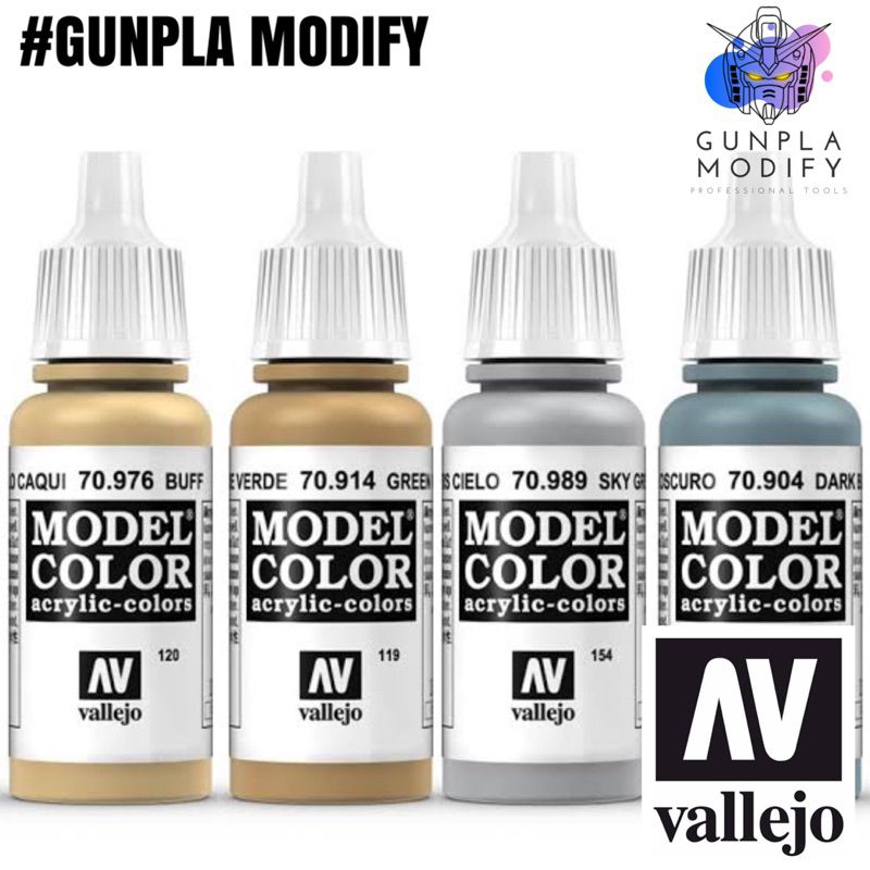 Vallejo Model Color สีอะคริลิคสูตรน้ำ Buff, Green Ochre, Sky Grey, Blue ...