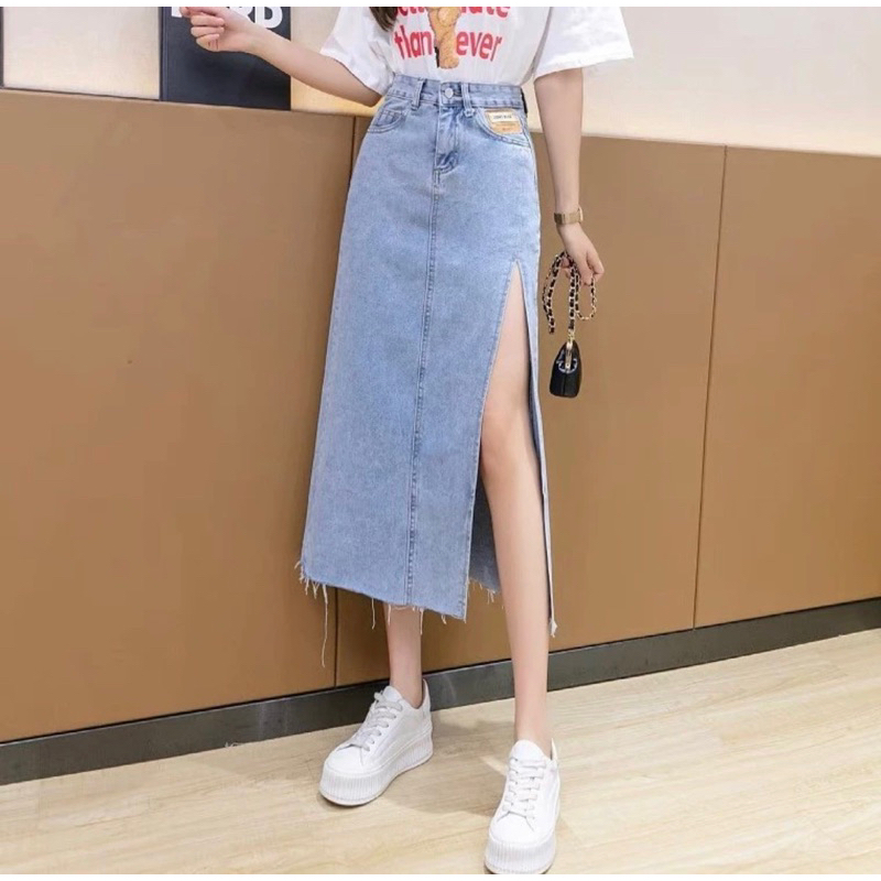 กระโปรงยีส์เอวสูง ผ่าข้าง | Shopee Thailand