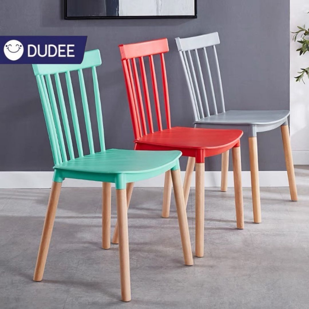 DUDEE เก้าอี้พลาสติกขาไม้ รุ่น DD-11 นั่งพิงสบาย ใช้ได้อเนกประสงค์ มีหลายสีให้เลือก | Shopee ...