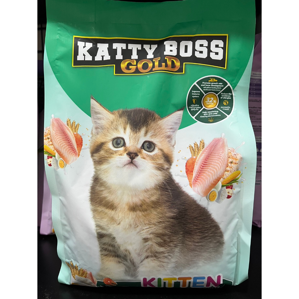 New!! อาหารเม็ดสำหรับลูกแมว Katty Boss Gold Kitten Food โปรตีน 32% อายุตั้งแต่ 4 เดือนขึ้นไป ...