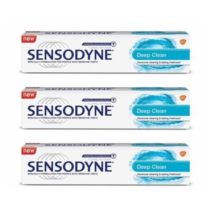 ((ชุด 3 หลอด)) เซ็นโซดายน์ ยาสีฟัน ดีฟคลีน 100 กรัม Sensodyne Deep ...