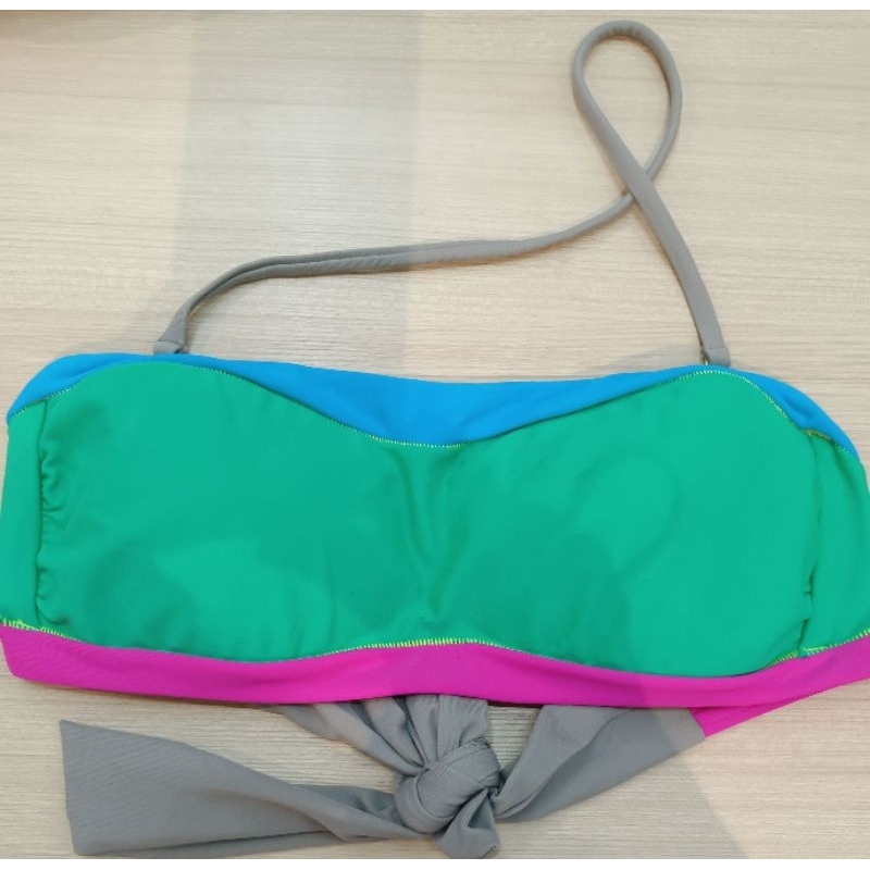 เสื้อว่ายน้ำ บราว่ายน้ำ สปอร์ต บรา sport bra ไซส์S, M สีขอบตัดขอบชมพู ...