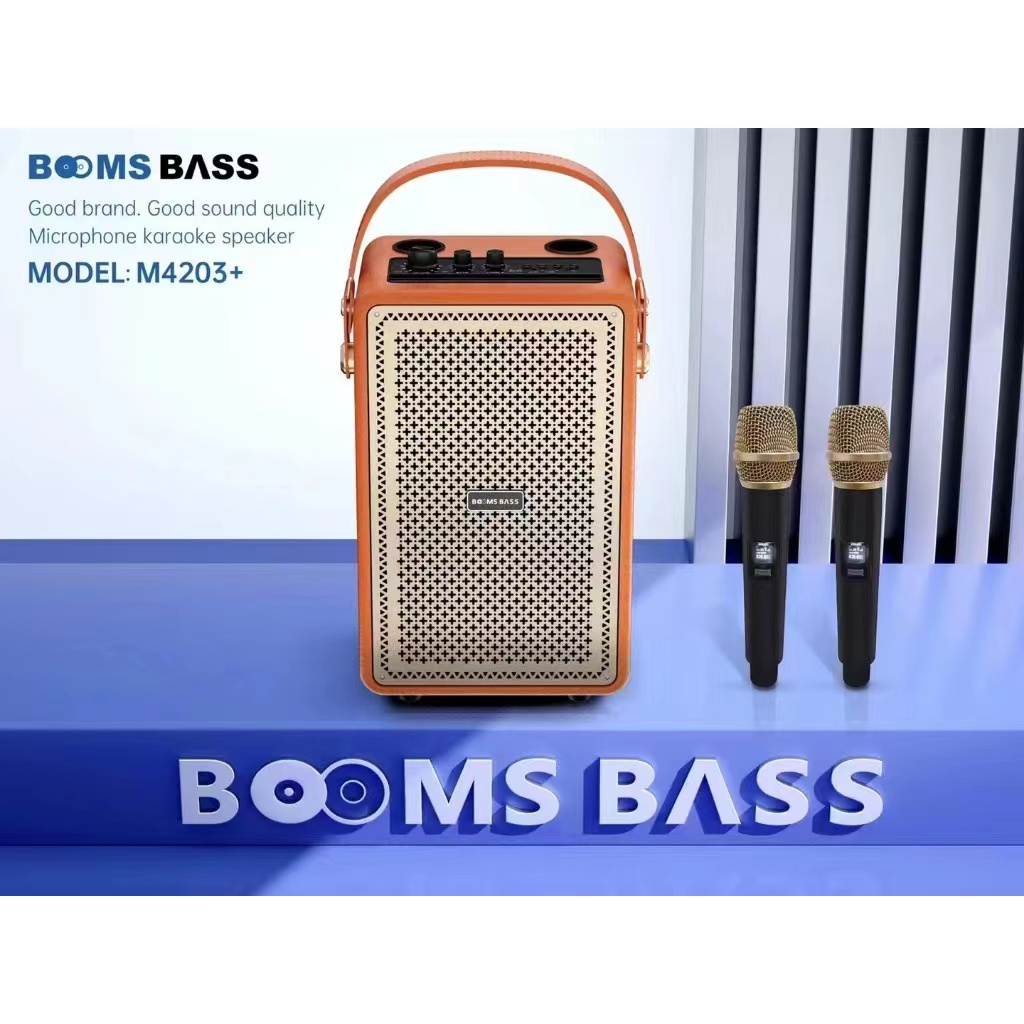ลำโพงบลูทูธ BOOMS BASS รุ่น M4203+ (แถมฟรีไมค์ลอย 2 ตัว) เสียงดีเบสแน่น ...