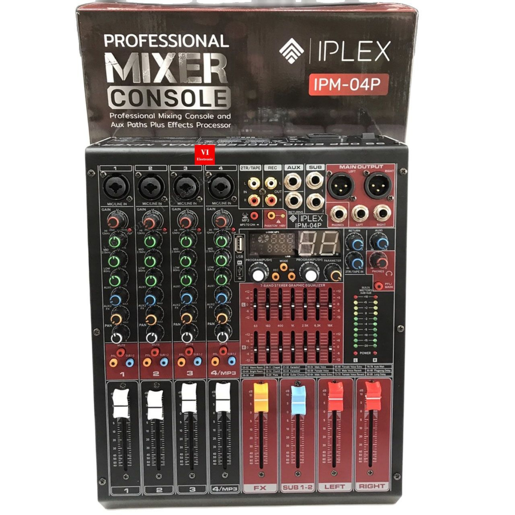 เพาเวอร์มิกเซอร์ IPLEX IPM-04P 4ช่อง มี USB BT EQ และเอฟเฟ็ค Professional Mixing Console and Aux ...