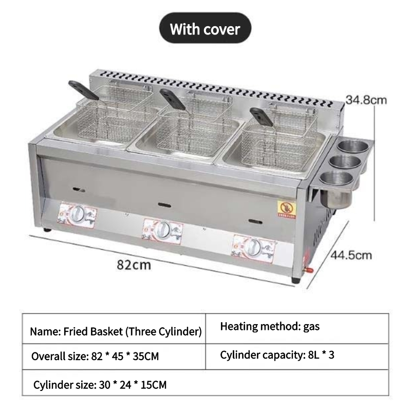 KTCH สแตนเลส หม้อทอดแก๊ส ข้น หม้อทอดเฟรนฟราย สามกระบอก เครื่องทอดเฟรนฟ ...