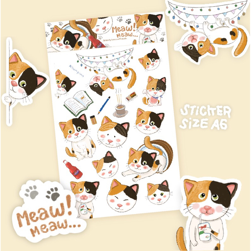 sticker meaw meaw A6 (tukkydook x 479studio) | Shopee Thailand