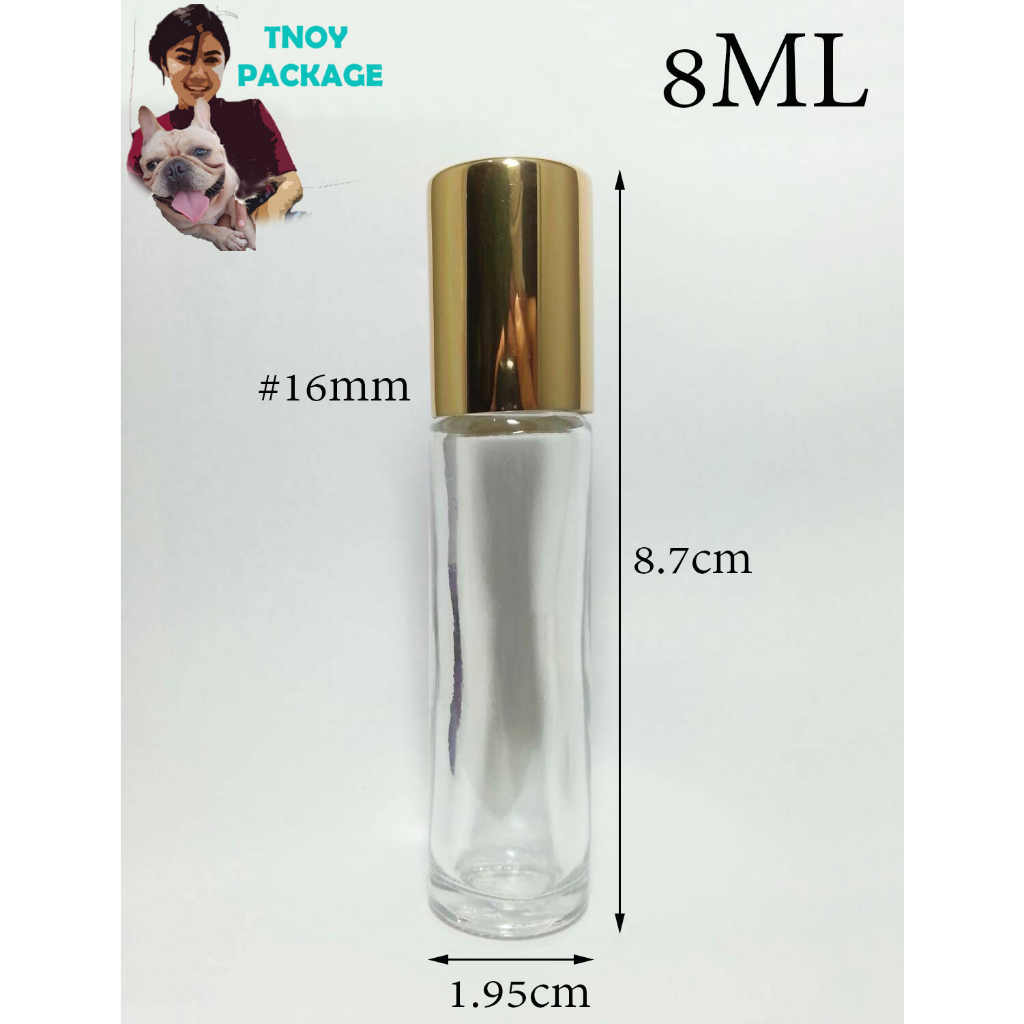 ขวด 8 มล. (100ใบ) ขวดแก้ว เปล่า แบบกลม/แบบเหลี่ยม ลูกกลิ้ง 8ml ขวดลูกกลิ้ง + ฝา ร้านTnoy Package ...