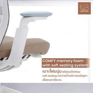 [สินค้าพร้อมส่ง] Urbanize เก้าอี้ทำงานรุ่น Comfy เบาะ memory foam ตัวรองหลังกว้าง ปรับได้ทุกส่วน ...