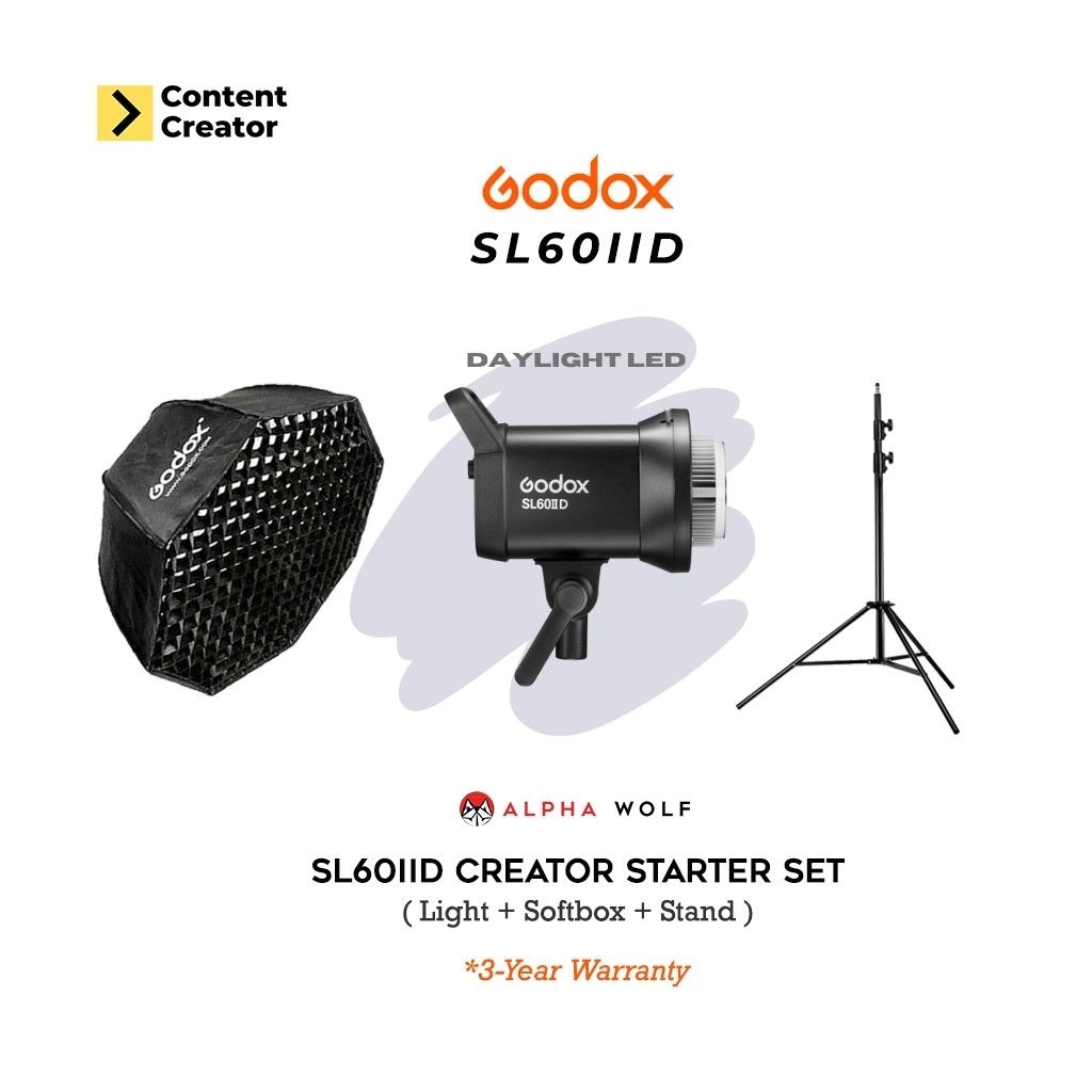 ชุดไฟสตูดิโอ Godox SL60IID Daylight Studio Light Set แบบครบเซ็ต 60W Daylight LED + Softbox ...