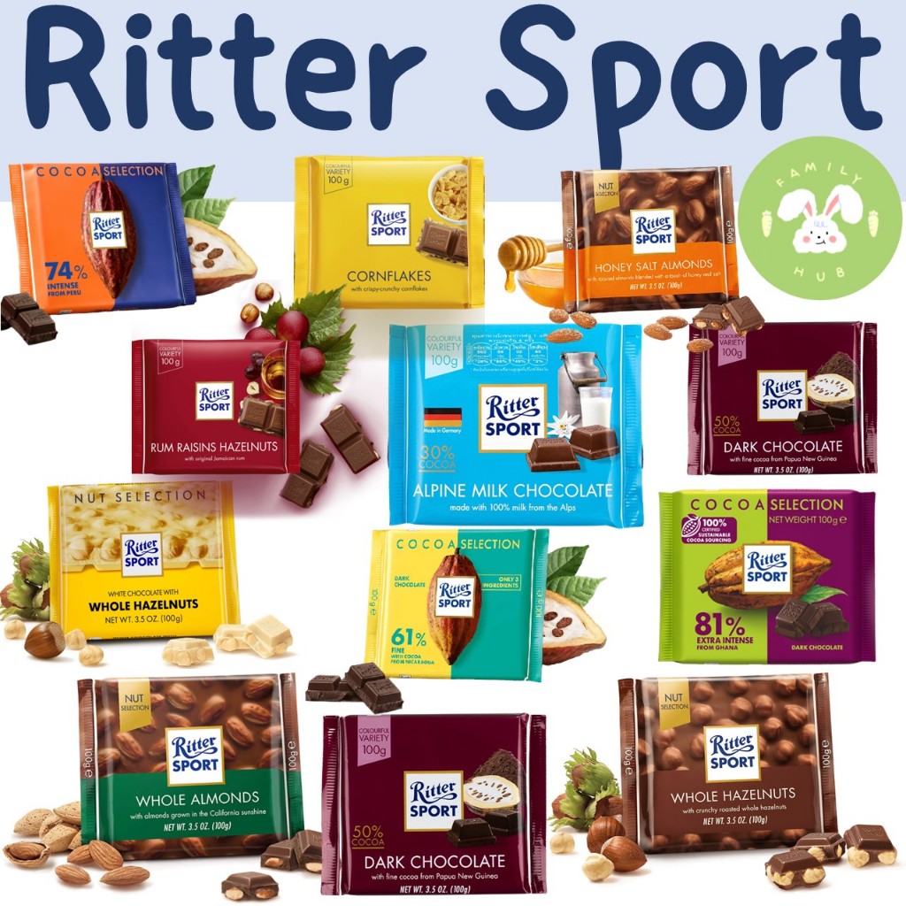 Ritter Sport Chocolate Bar 100 g. ช็อกโกแลตริทเทอร์ สปอร์ต ลอทใหม่ ...
