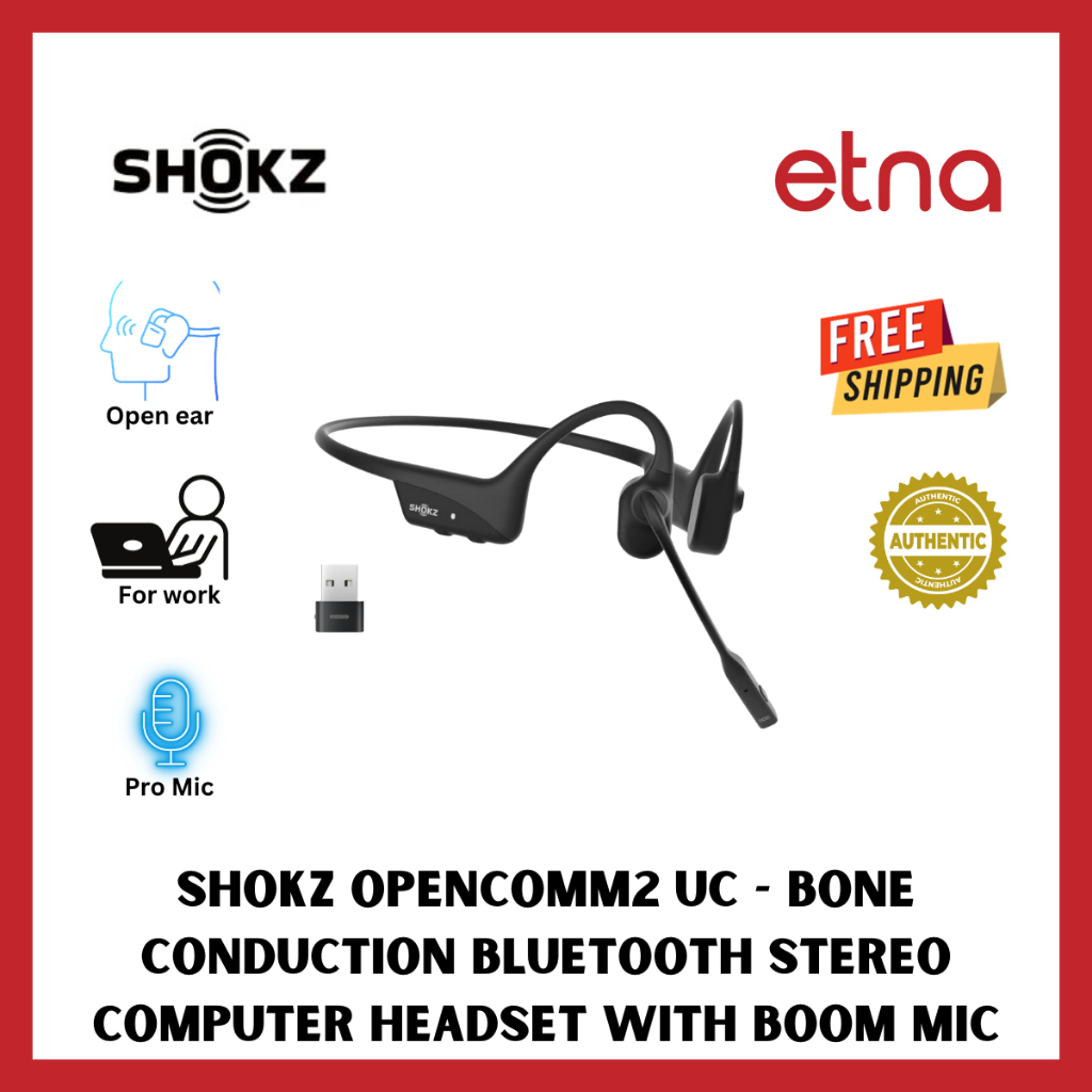 SHOKZ OpenComm2 UC - Bone Conduction Bluetooth Stereo Computer Headset with Boom Mic | Shopee ...