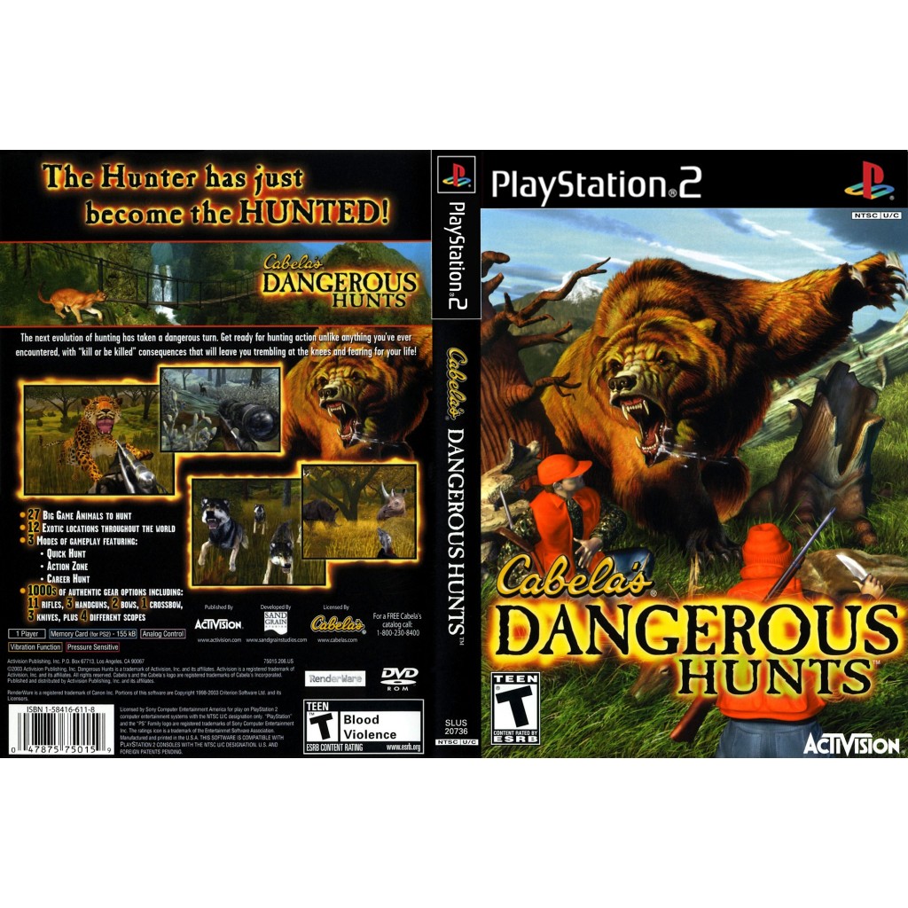 แผ่นเกมส์ PS2 Cabelas Dangerous Hunts สกรีนแผ่น คุณภาพ ส่งไว (DVD ...