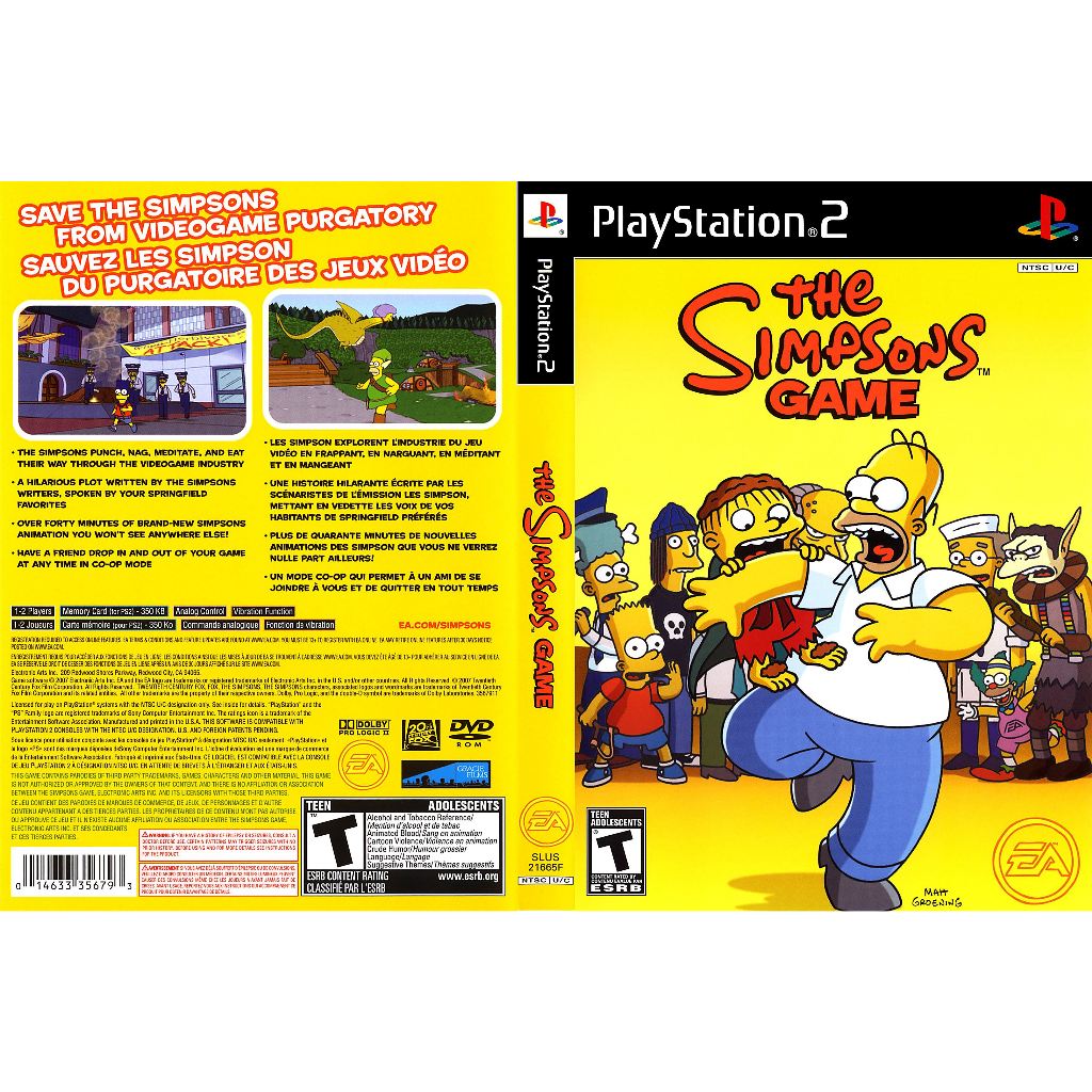 แผ่นเกมส์ PS2 The Simpsons Game สกรีนแผ่น คุณภาพ ส่งไว (DVD) | Shopee ...