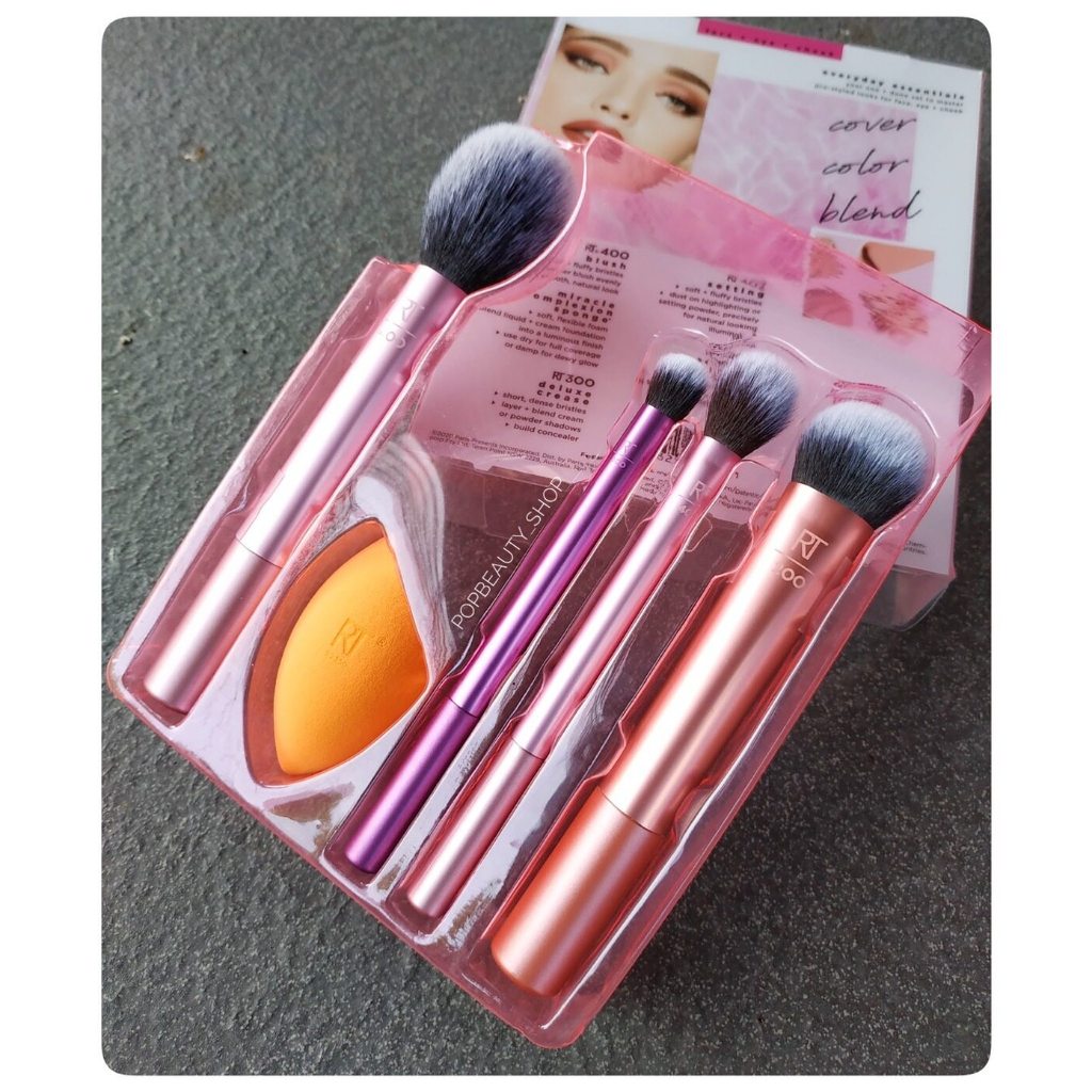 Real Techniques Everyday Essentials Brush Set 5ชิ้น RT เซ็ตแปรง ฟองน้ำไข่ ชุดแปรงแต่งหน้า ...