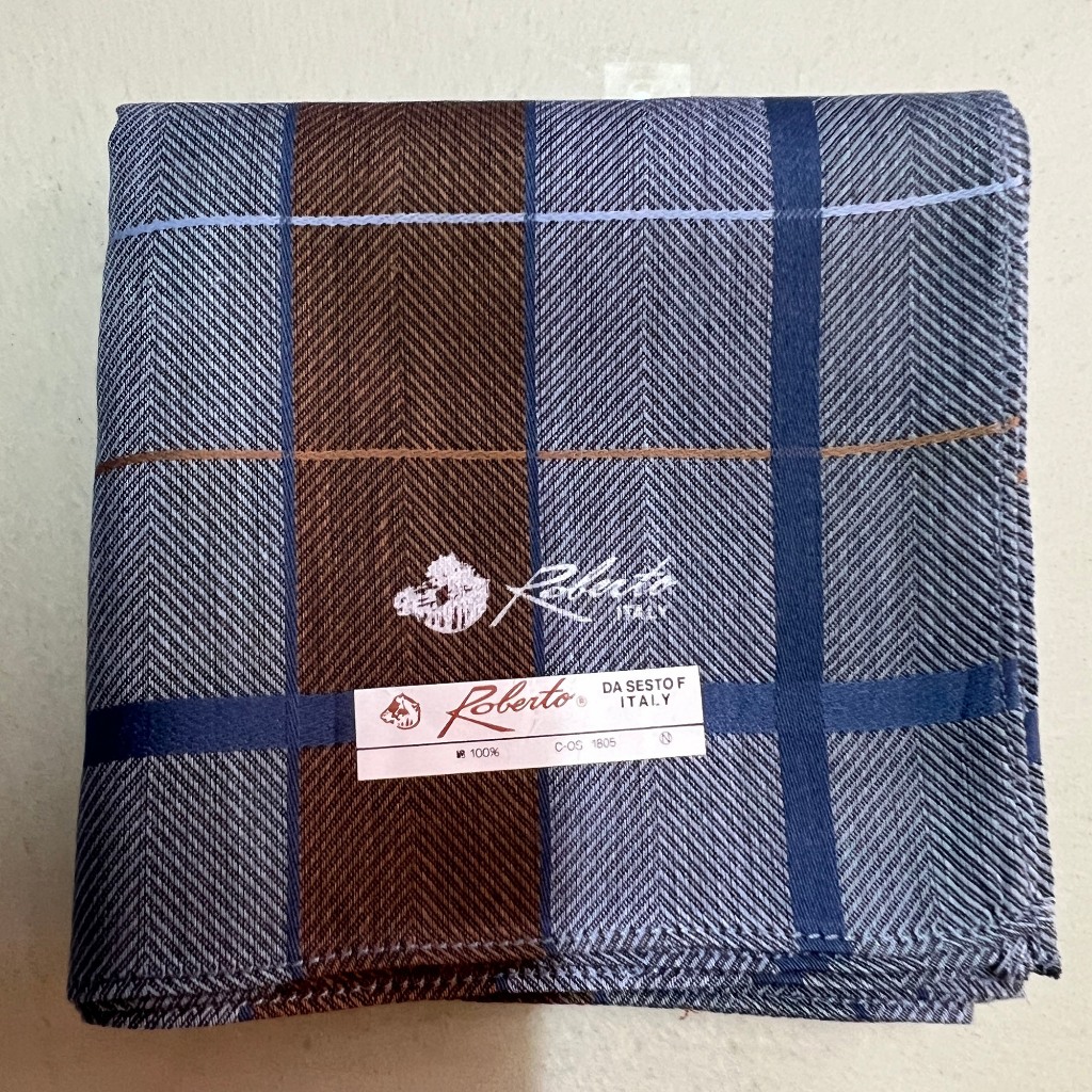 ผ้าเช็ดหน้า Japan Vintage ผู้ชาย แบรนด์เนมแท้ 100% ROBERTO ITALY ...