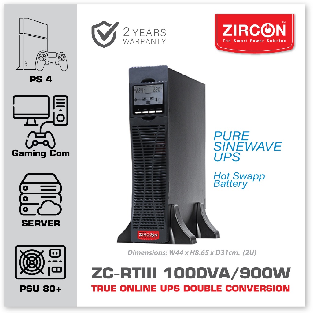 TRUE ONLINE UPS 1000VA/900W 2U-Rack&Tower ZIRCON สำหรับ GamingCom/PS4 ...