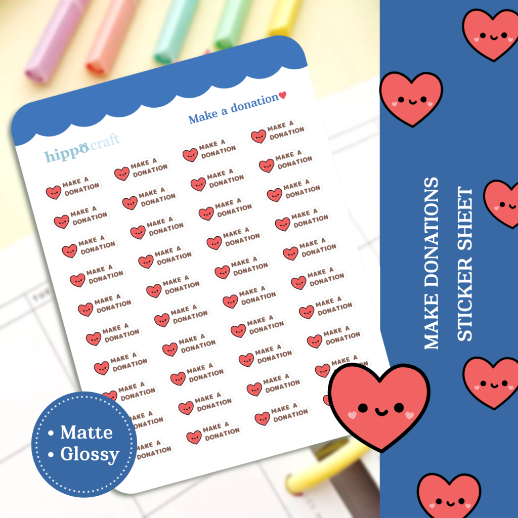 Make a donation Planner sticker sheet สติ๊กเกอร์ไดคัท เตือนความจำ แพลน ...