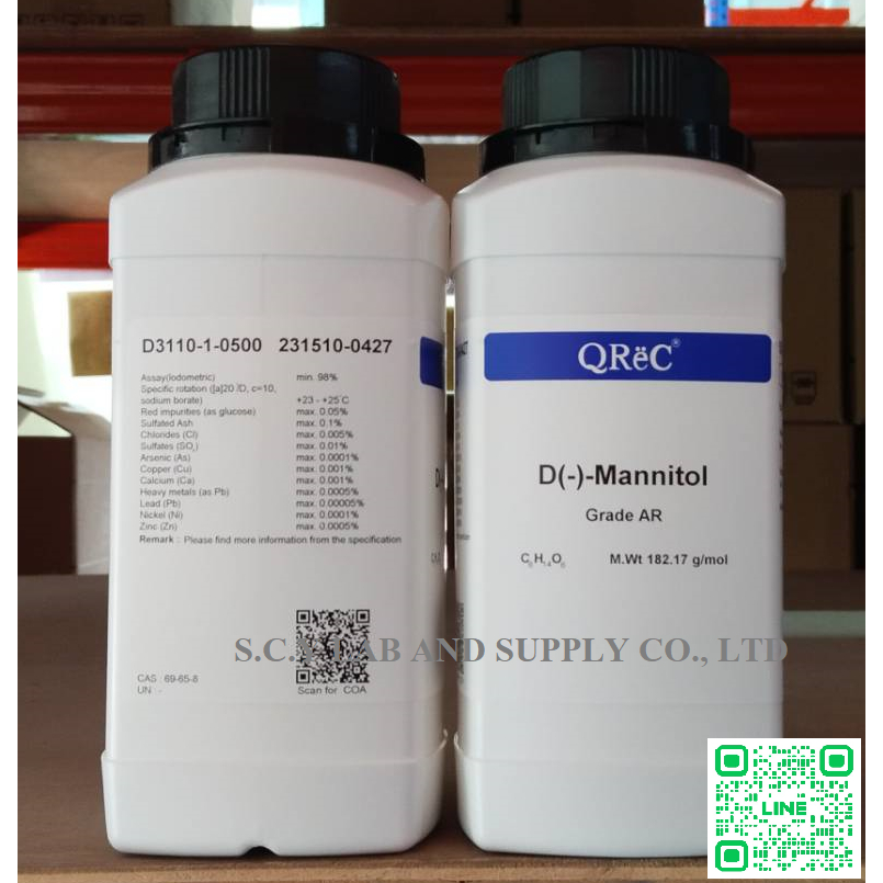 [wait 2-7 days] (D3110) D(-)-Mannitol, AR Grade ขนาด 500 กรัม ยี่ห้อ Qrec | Shopee Thailand