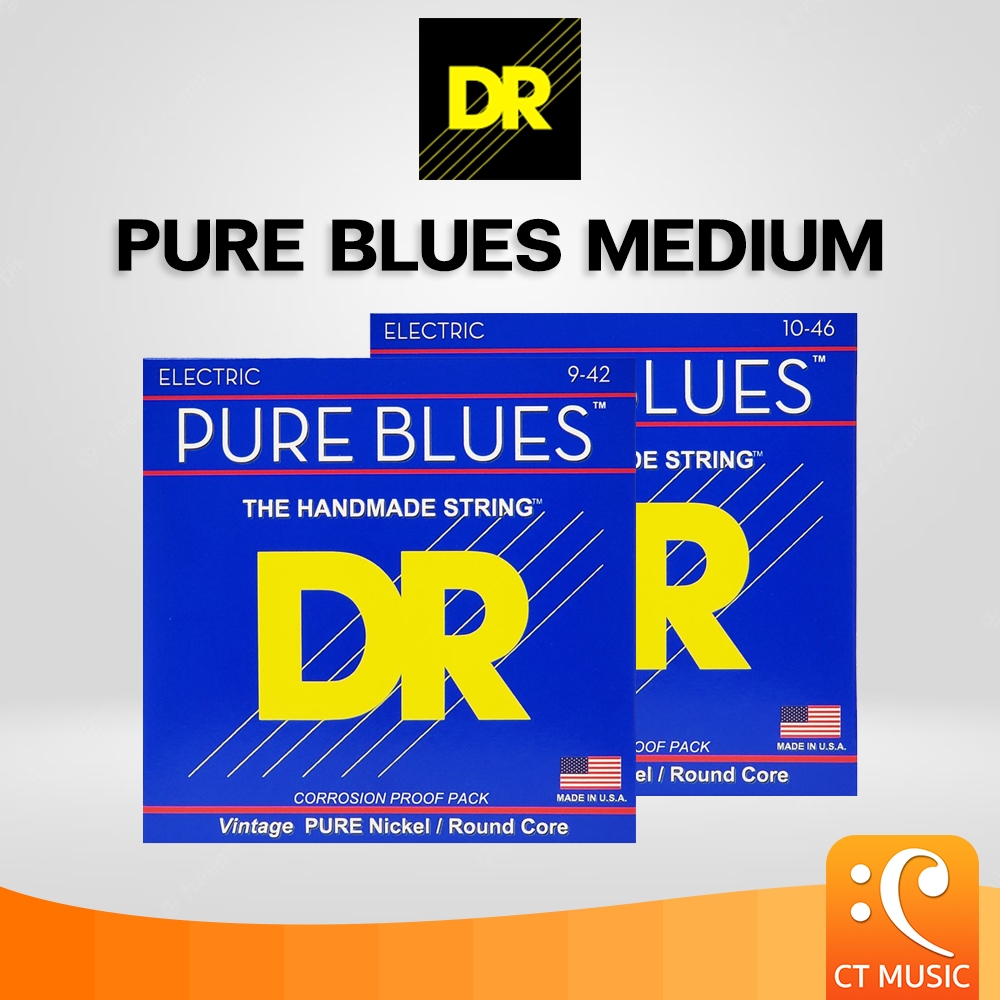 DR Strings Pure Blues 9-42 Light / Pure Blues 10-46 Medium สายกีตาร์ ...