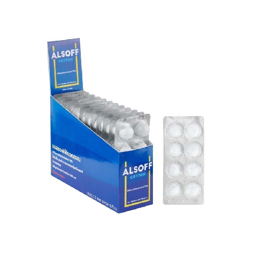 Alsoff สำลีก้อนชุบแอลกอฮอล์8ก้อน1กล่อง12แผง/Orex Sterile Alcohol cotton ...