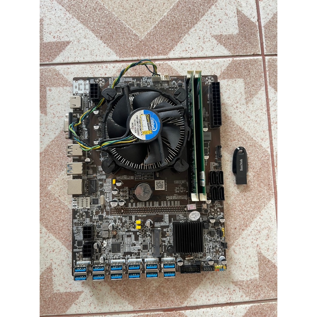 ชุดขุดเหมืองสุดคุ้ม B75 12GPU/CPU G20XX/RAM DDR3 4GB/FlashDrive 32G/Riser V010S 12ตัว ของพร้อม ...