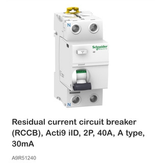 Schneider Electric เบรกเกอร์ RCCB Type A 2P 40A 30mA รุ่น A9R51240 ...