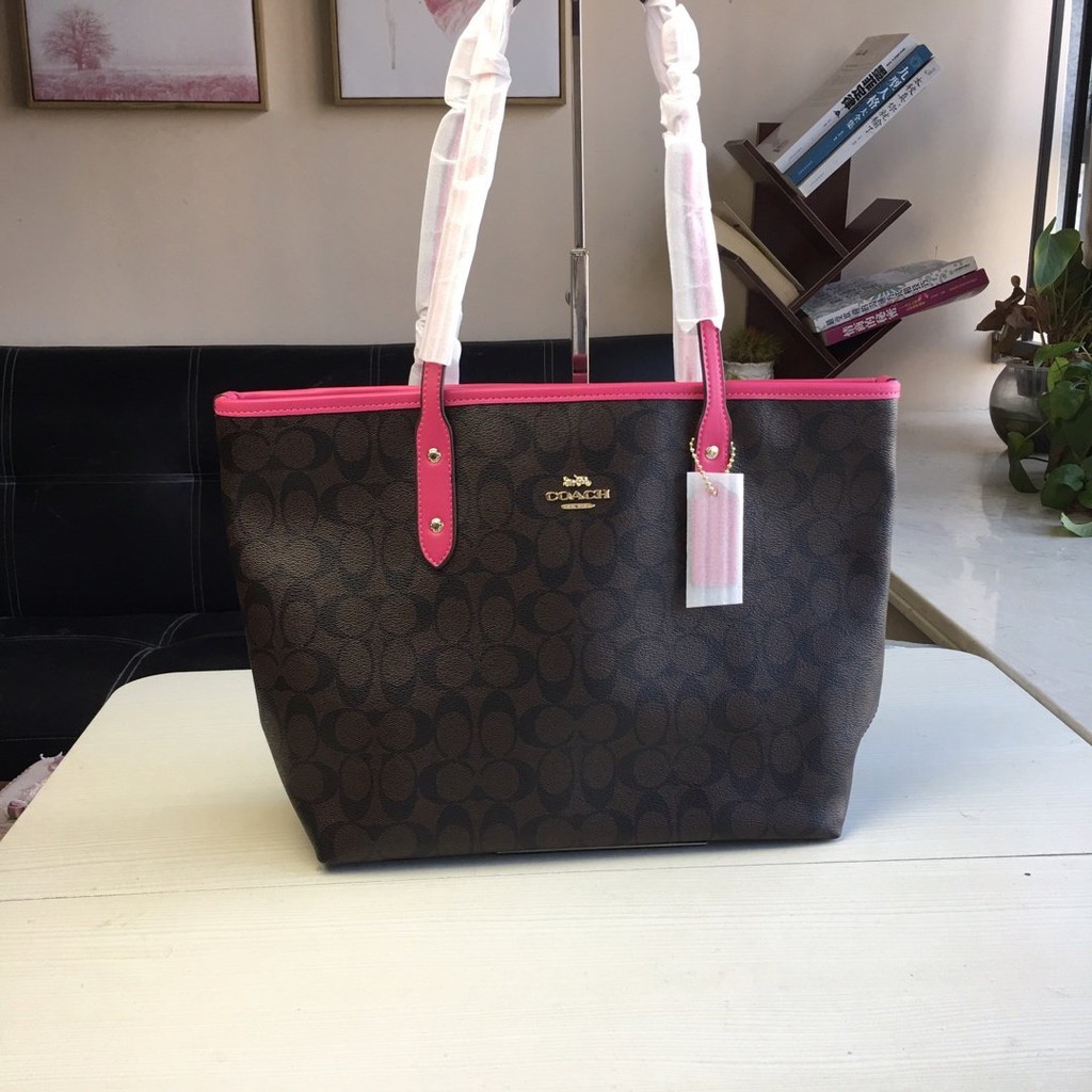 ของแท้ COACH 58292 ใหม่สบาย ๆ แฟชั่นสุภาพสตรีซิปกระเป๋าช้อปปิ้ง ...
