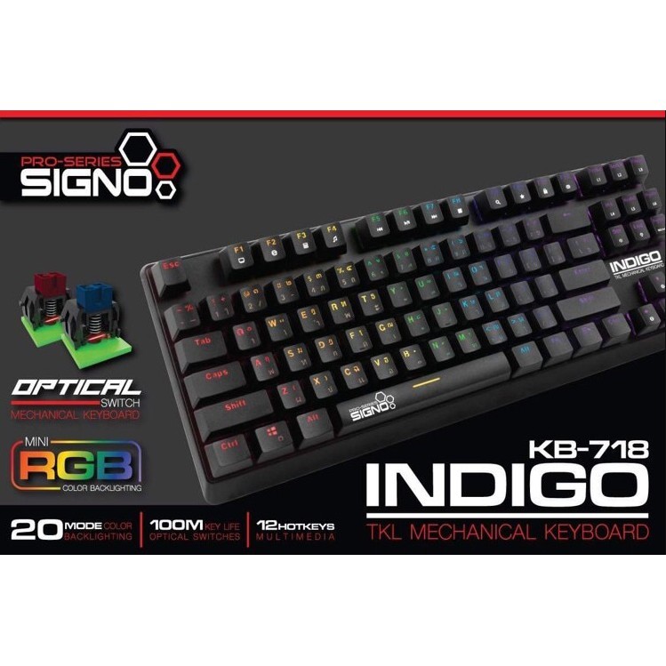 SIGNO KB-718 คีย์บอร์ดเกมมิ่ง TKL Mechanical Keybord Optical Switch 2 ...