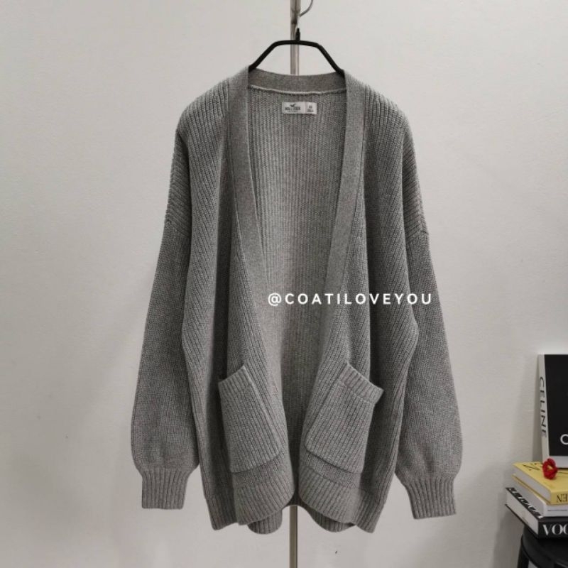 HOLLISTER KNIT CARDIGAN (GREY) | Shopee Thailand