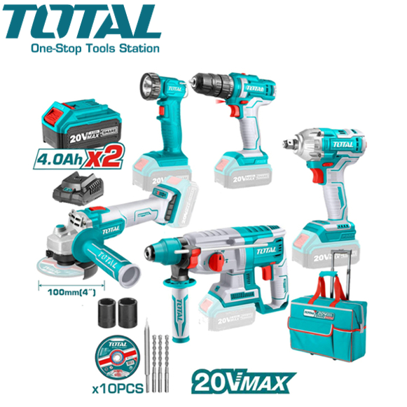 TOTAL COMBO SET ชุดเครื่องมือช่างไร้สาย 20V. รุ่น TCKLI2018 พร้อม ...