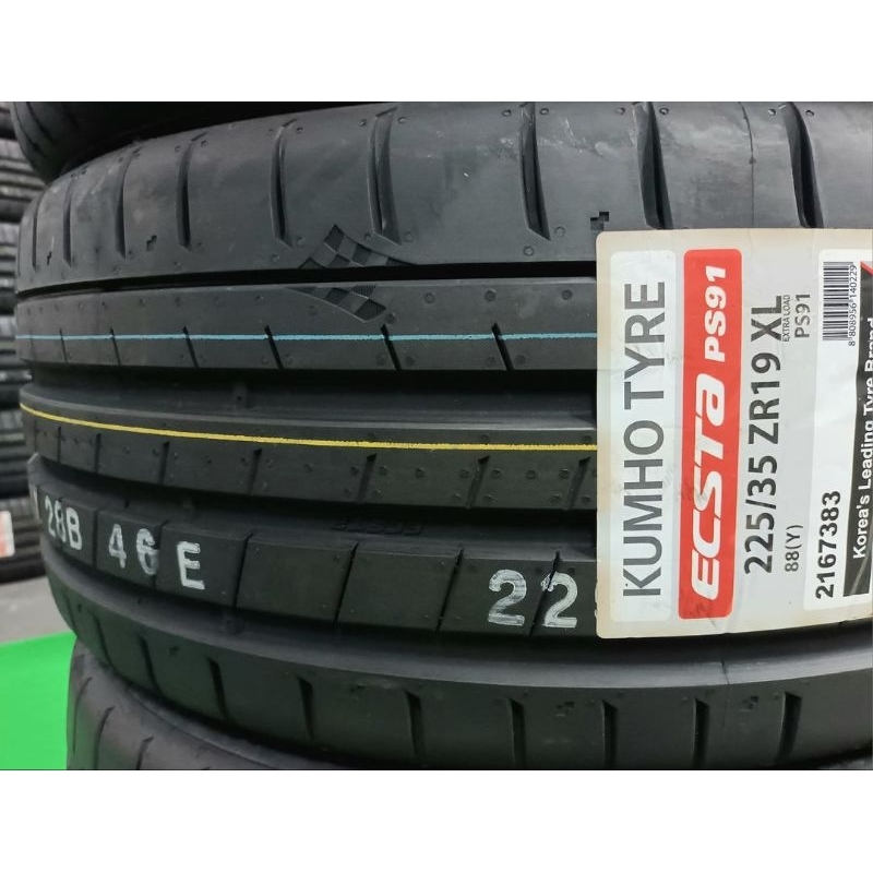 **ราคา 2 เส้น** ยางใหม่ค้างปี 225/35R19 Kumho Ecsta PS91 ผลิตปลายปี 2022 ประกันบวม 2 ปี จัดส่ง ...