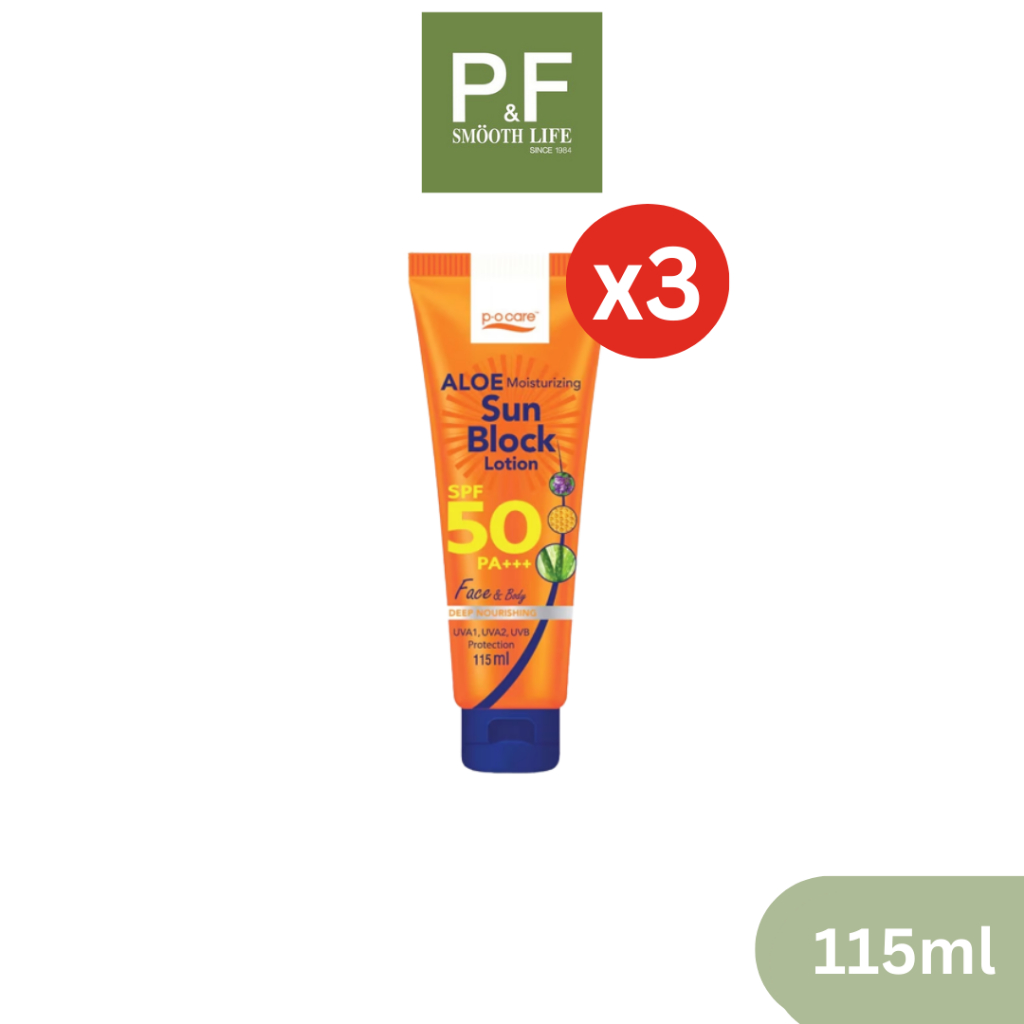 (แพ็ค3) P.O.CARE Aloe Moist Sun Block Lotion SPF50 PA++ 45ml. - พี.โอ ...