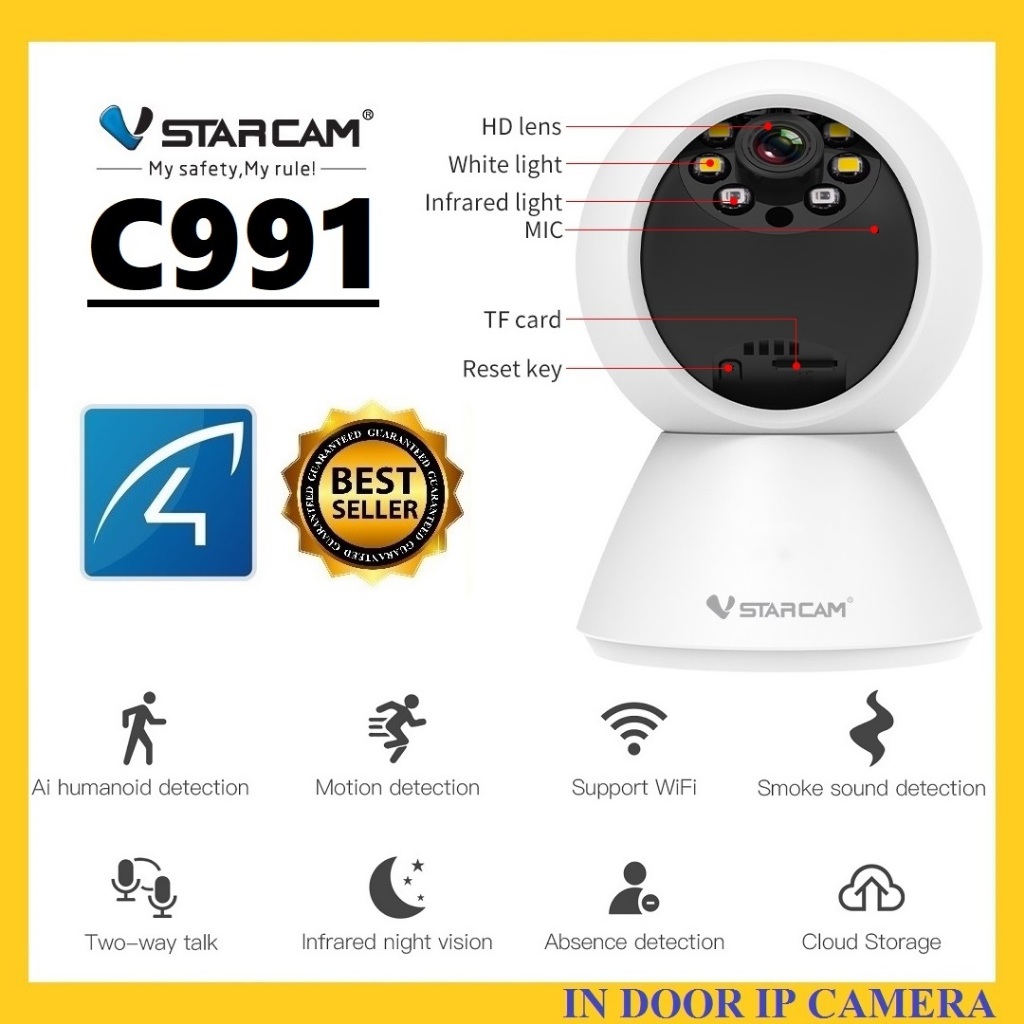 VSTARCAM C991 SUPER HD 1296P 3.0MP H.264+ WiFi iP Camera กล้องวงจรปิดไร้สาย ไวไฟ | Shopee Thailand