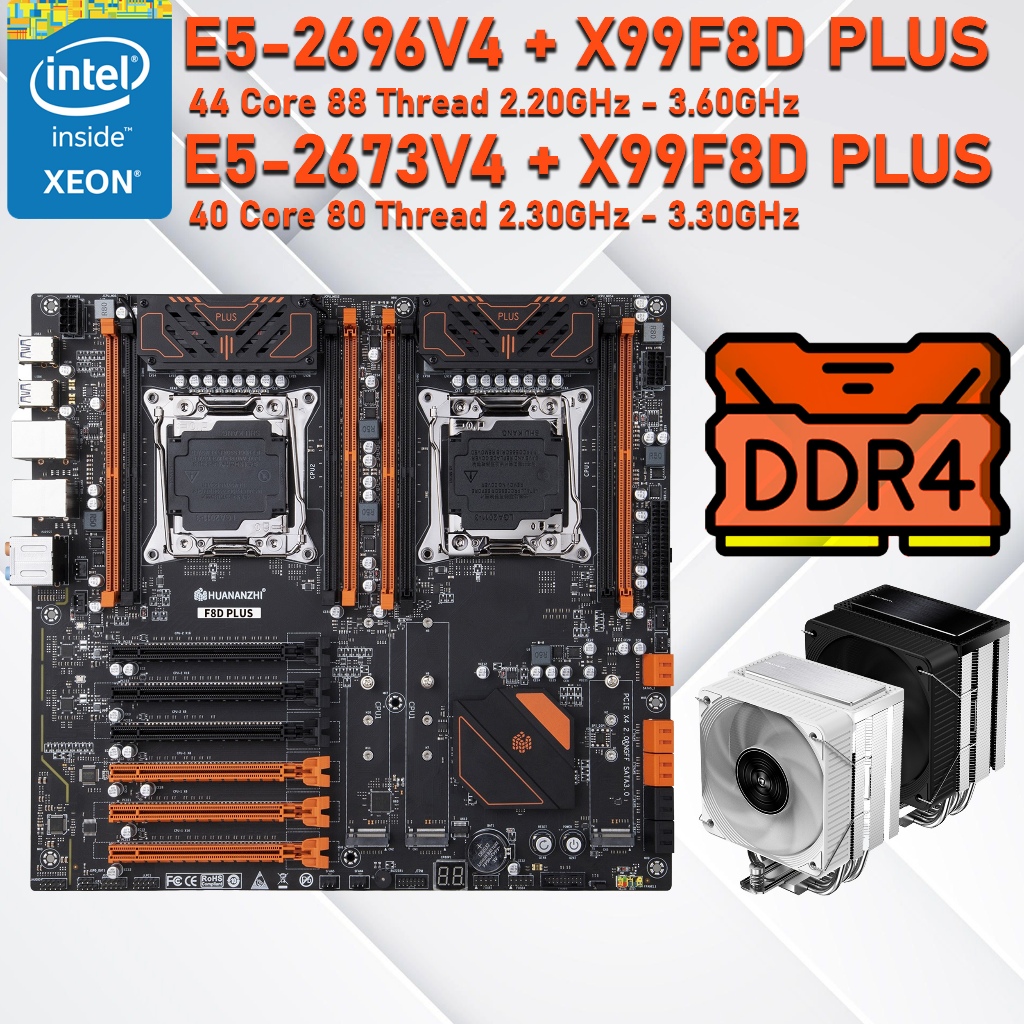 X99 Dual Xeon E5-2673V4 , E5-2696V4 Set Dual CPU MB Cooler Memory ชุด ...