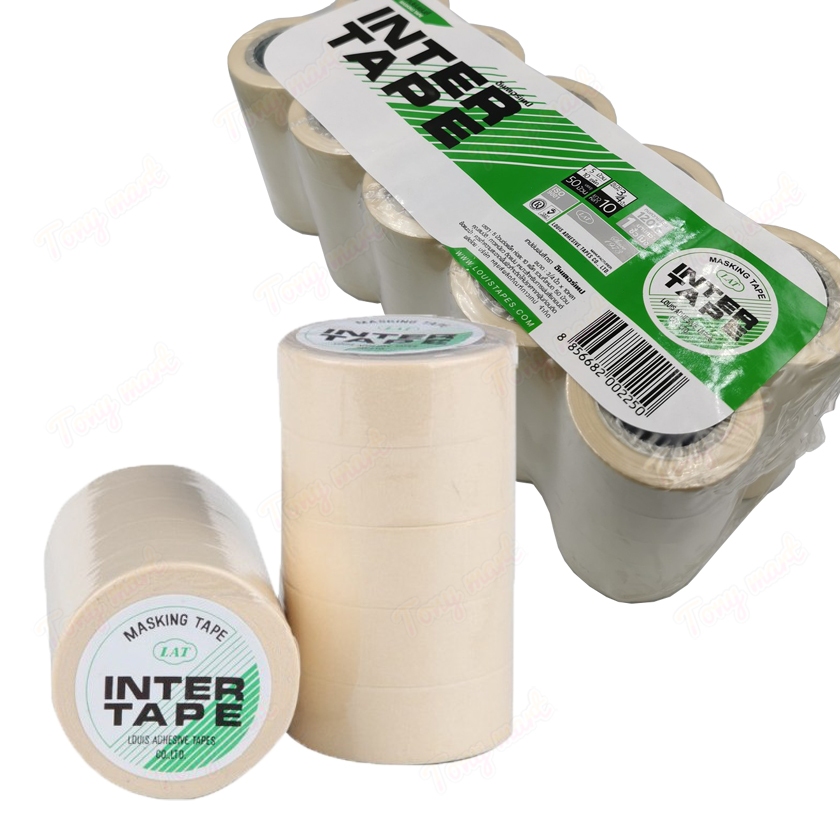 [ แพ็ค 50 ม้วน ] กระดาษกาว เทปย่นพ่นสี INTER TAPE 3/4 นิ้ว ยาว 10 หลา ...
