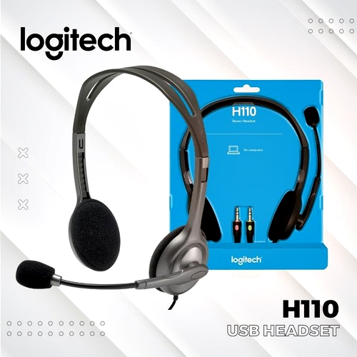 💥SALE ลดพิเศษ💥⚡️หูฟังสเตอริโอ⚡️Logitech H110 Wired Stereo Headset with ...