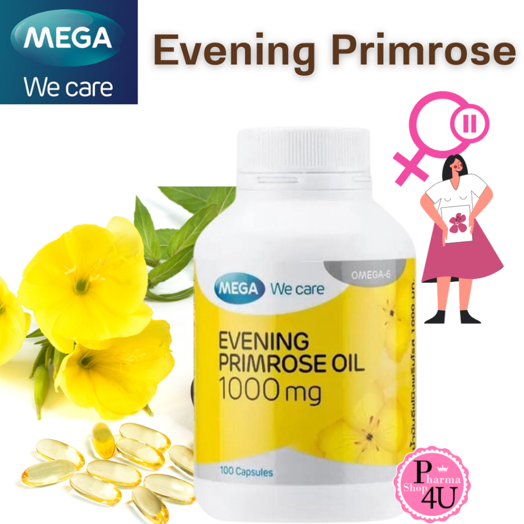 👩‍🦰 Mega We Care Evening Primrose Oil EPO 1000mg 30/100 เม็ด อีฟนิ่งพร ...