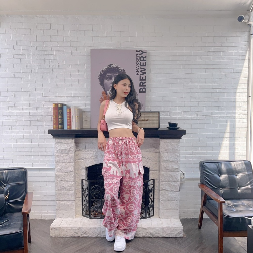 กางเกงช้างผ้าไหมญี่ปุ่น No.1Shop มีกระเป๋าคาร์โก้ 4กระเป๋า(ผ้าดีนุ่มไม่ต้องรีด)ขาปล่อยS-2XL ...