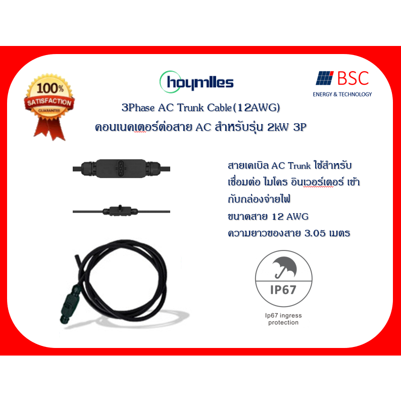 Hoymiles 3Phase AC Trunk Cable(12AWG) | Shopee Thailand
