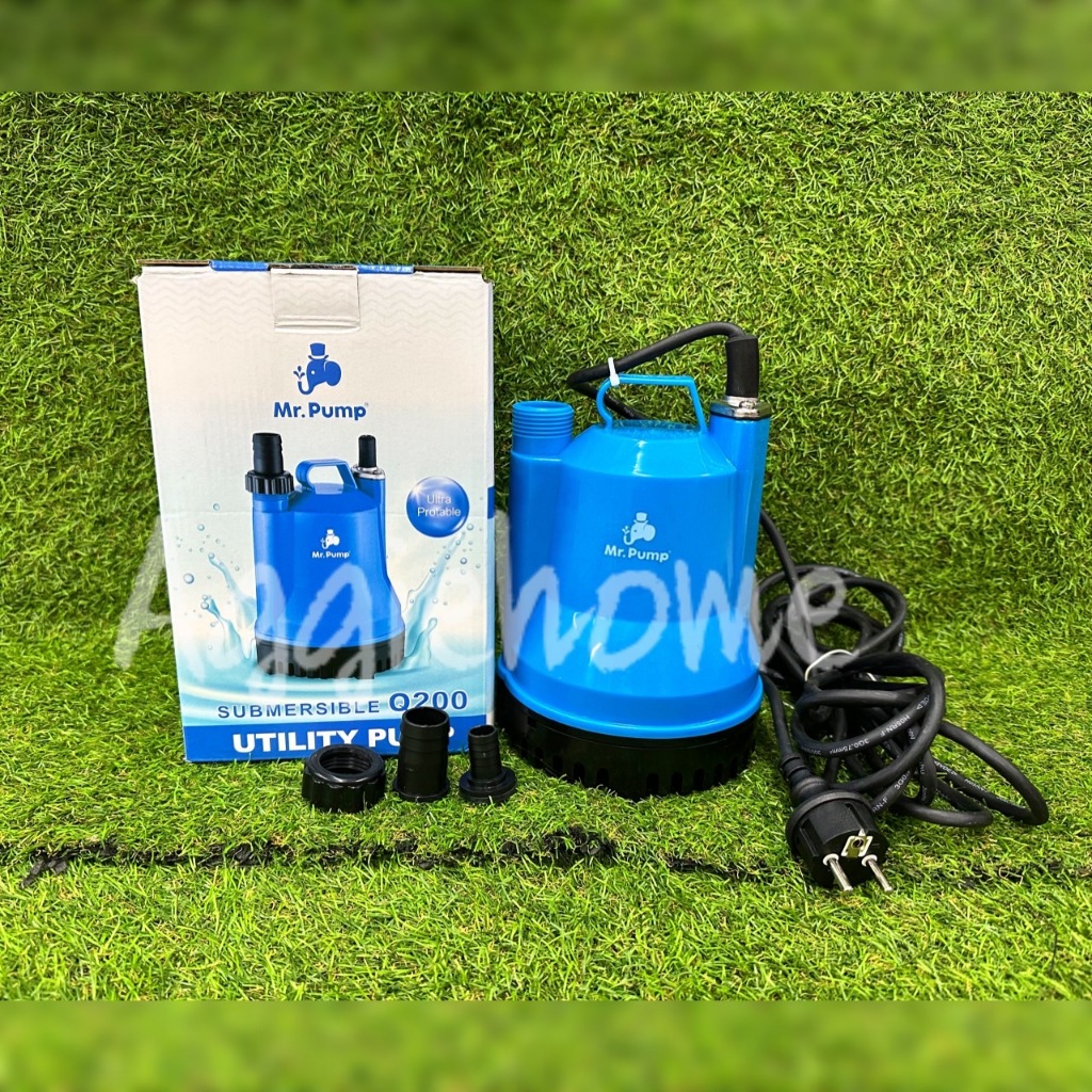 MR.PUMP ไดโว่ รุ่น Q200 ท่อออก 1นิ้ว 200วัตต์ 220V (สีฟ้า) MAX.HEAD 7เมตร ดูดน้ำสะอาด ปั๊มน้ำ ...