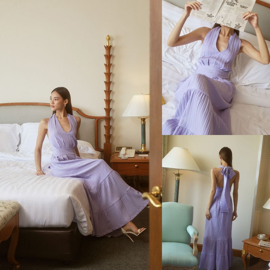 SLYQ MADE PASTRY BOW HALTER MAXI DRESS PASTRY BOW HALTER MAXI DRESS เด ...