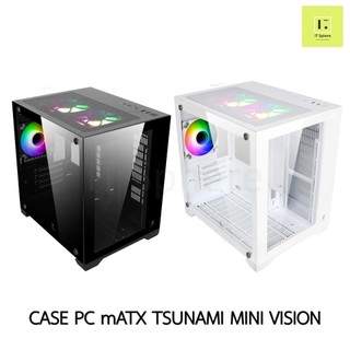 mATX CASE (NP) TSUNAMI MINI VISION GAMING BLACK WHITE เคส เคสPC PC ...