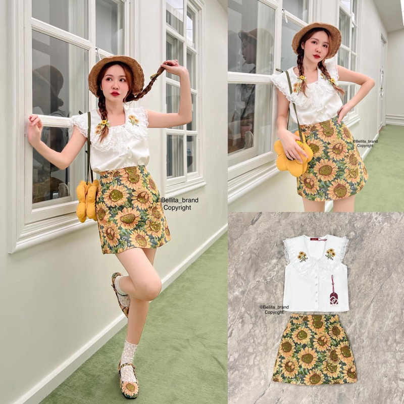 💎พร้อมส่ง💎Bellita 🌸 ชุดเข้าเซ็ท 2 ชิ้น 🌻ดอกทานตะวัน | Shopee Thailand
