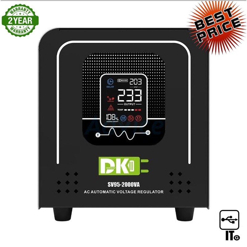 Stabilizer DK 2000VA SV95-2000VA ประกัน 2Y เครื่องปรับแรงดันไฟฟ้าควบคลุมแรงดันไฟฟ้าอัตโนมัติ ...